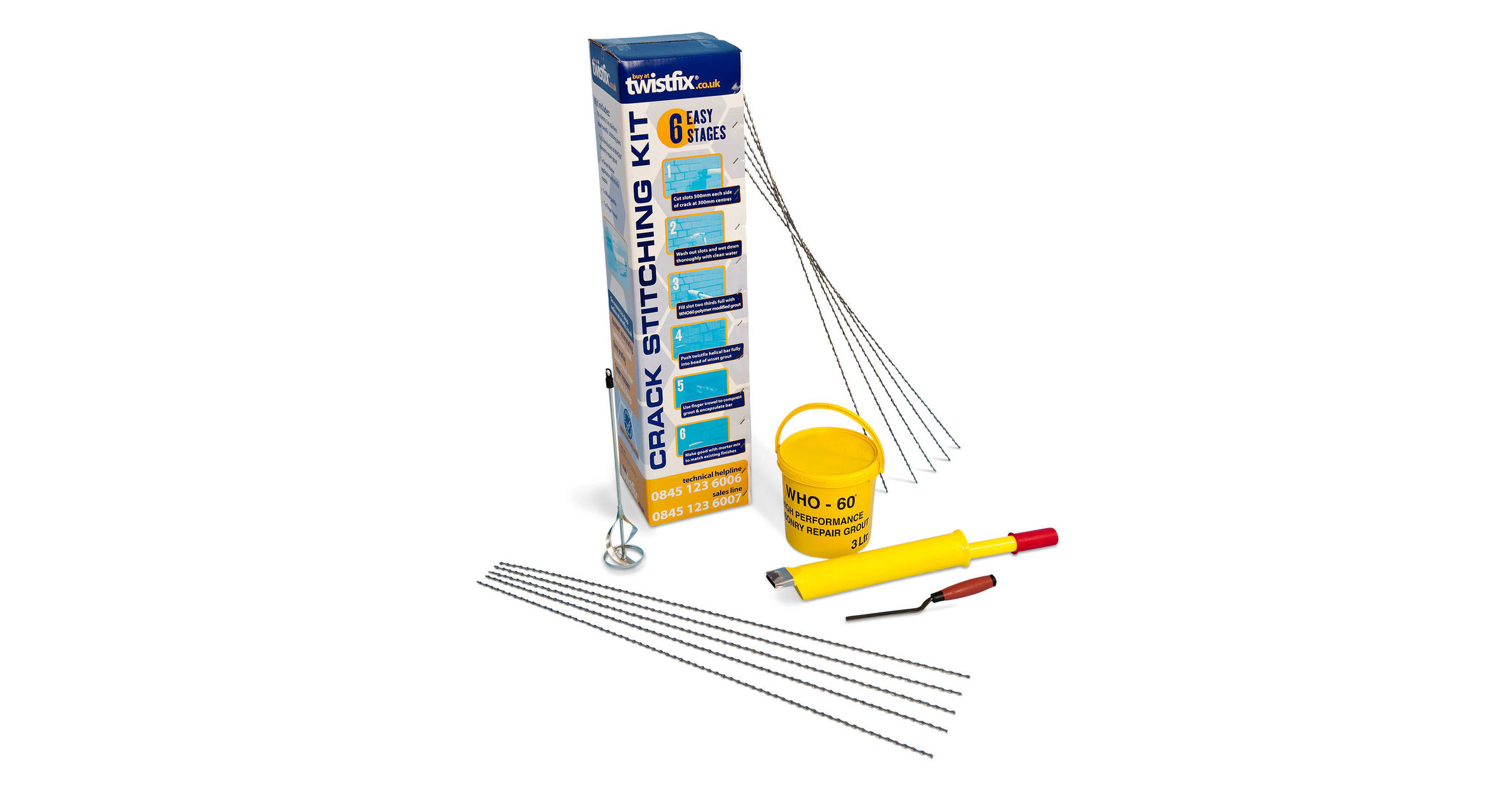 Kit for repairing cracks in masonry walls
